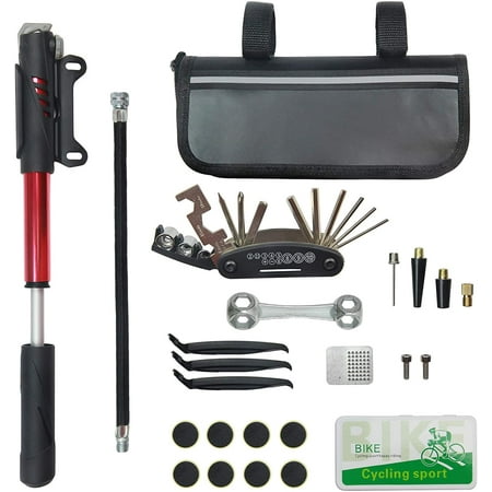 Bike Repair Kit, Bike Tire Repair Tool Kit Contains 16-in-1 Tool,120Psi ...
