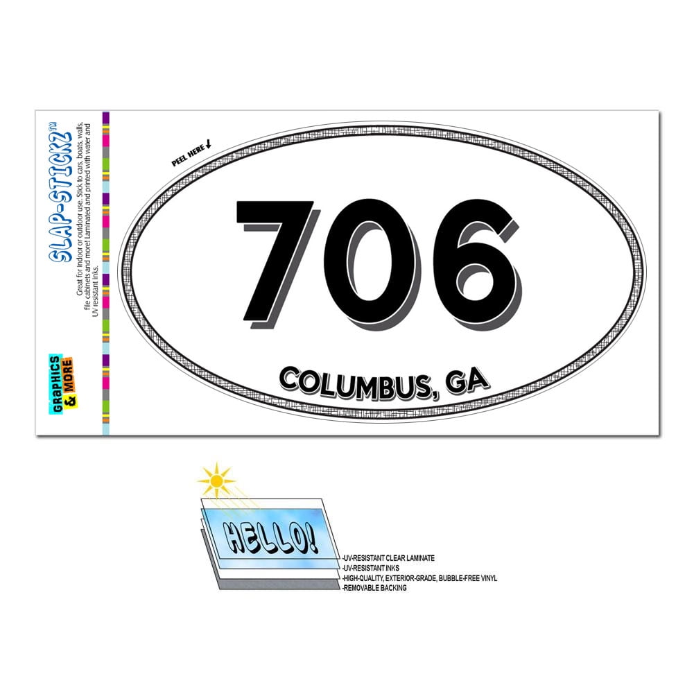 706 - Columbus, GA - Georgia - Oval Area Code Sticker - Walmart.com