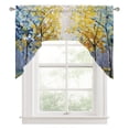 Birch Trees Path Swag Curtain Valance for Windows, Nature Leaves Forest ...
