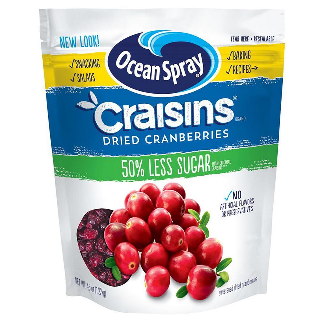Ocean Spray Reduced Sugar Craisins, 43 oz. 2 Pack - Walmart.com