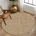 Brown Modern Art 5FT Round Area Rugs for Living Room White Abstract ...