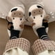 Cute Animal Slipper For Women Girls Kawaii Fluffy Winter Warm Slippers Woman Cartoon Milk Cow ...