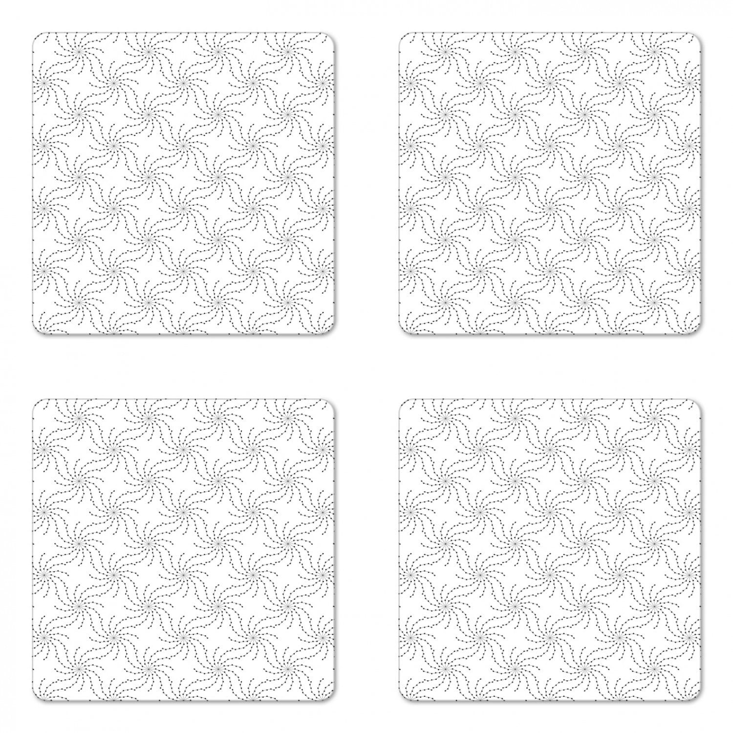 Abstract Coaster Set of 4, Spider Net Resemblance Motifs with Wavy Thin ...