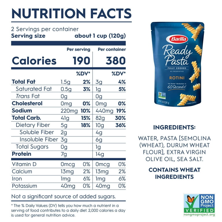 Barilla Spaghetti Nutrition Label