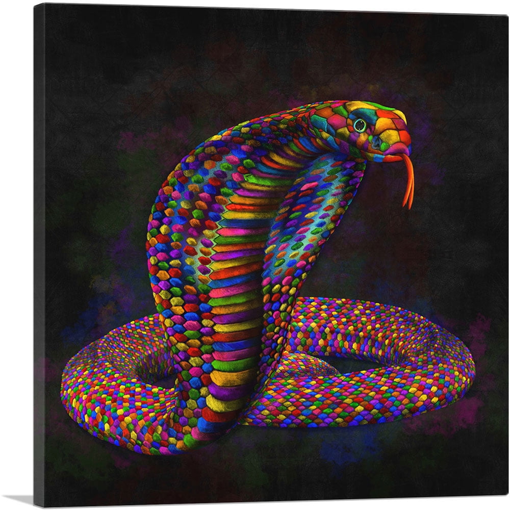 ARTCANVAS King Cobra Venomous Snake Canvas Art Print - Size: 26" x 26 ...