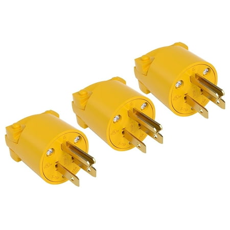 S Electrical Replacement Plug Extension Cord End Yellow Shell 125V 15A ...