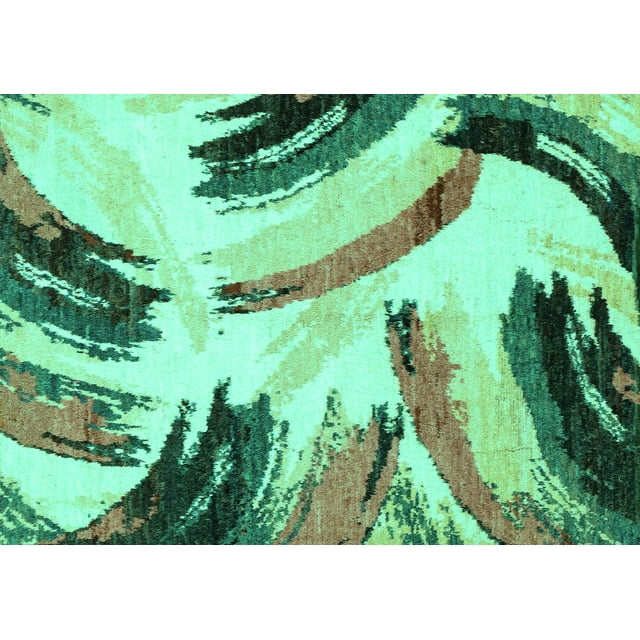 Ahgly Company Machine Washable Indoor Rectangle Abstract Turquoise Blue ...