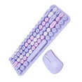 Keyboard Mouse Combo 2 4ghz Wireless Cute Retro 68 Round Keycaps 3 Dpi
