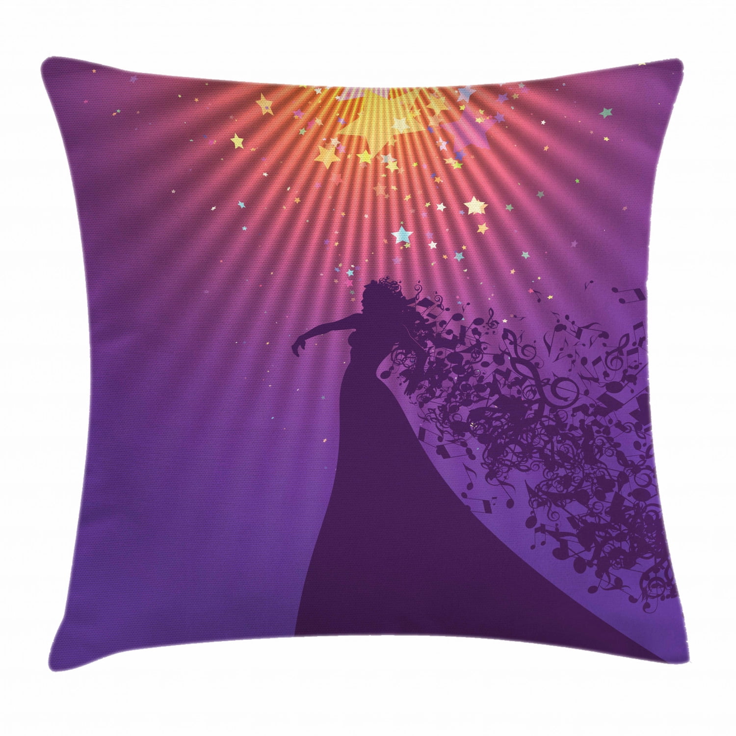 Diva Throw Pillow Cushion Cover, Silhouette of Woman Opera Singer ...