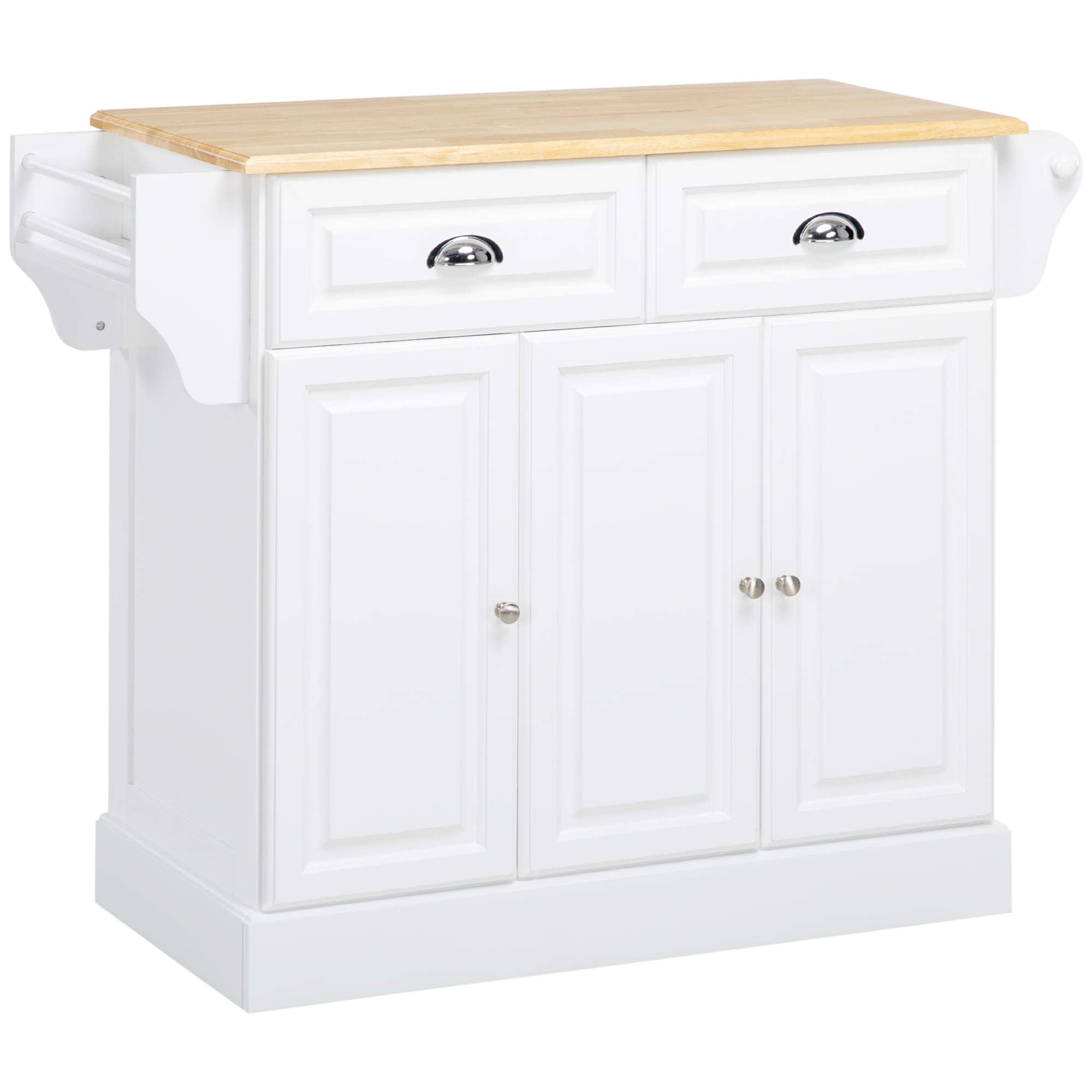 HOMCOM Kitchen Island on Wheels Kitchen Storage Cabinet Utility Cart ...