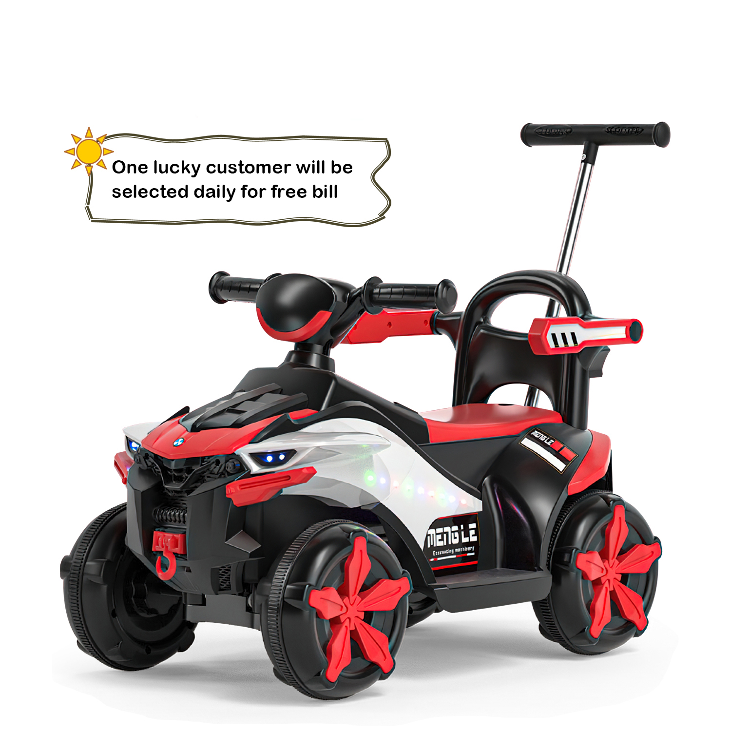 4 Wheeler Quad Toy Car with Remote Control, Battery Powered Ride on ATV ...
