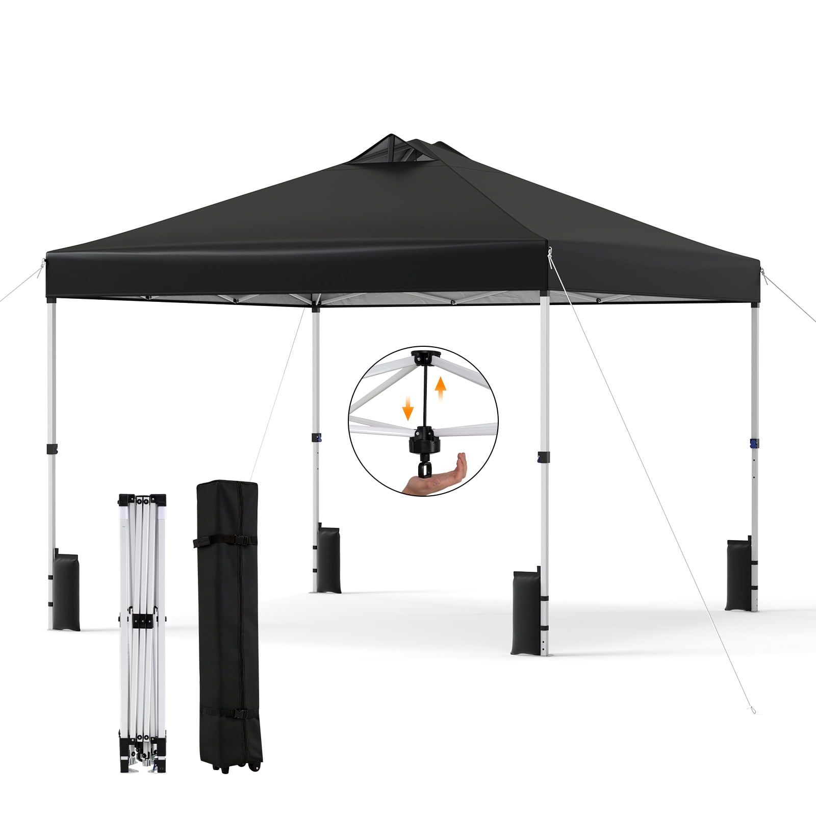 Gymax 10x10 FT Pop Up Canopy Tent 1-Person 1-Button Push Instant Setup ...