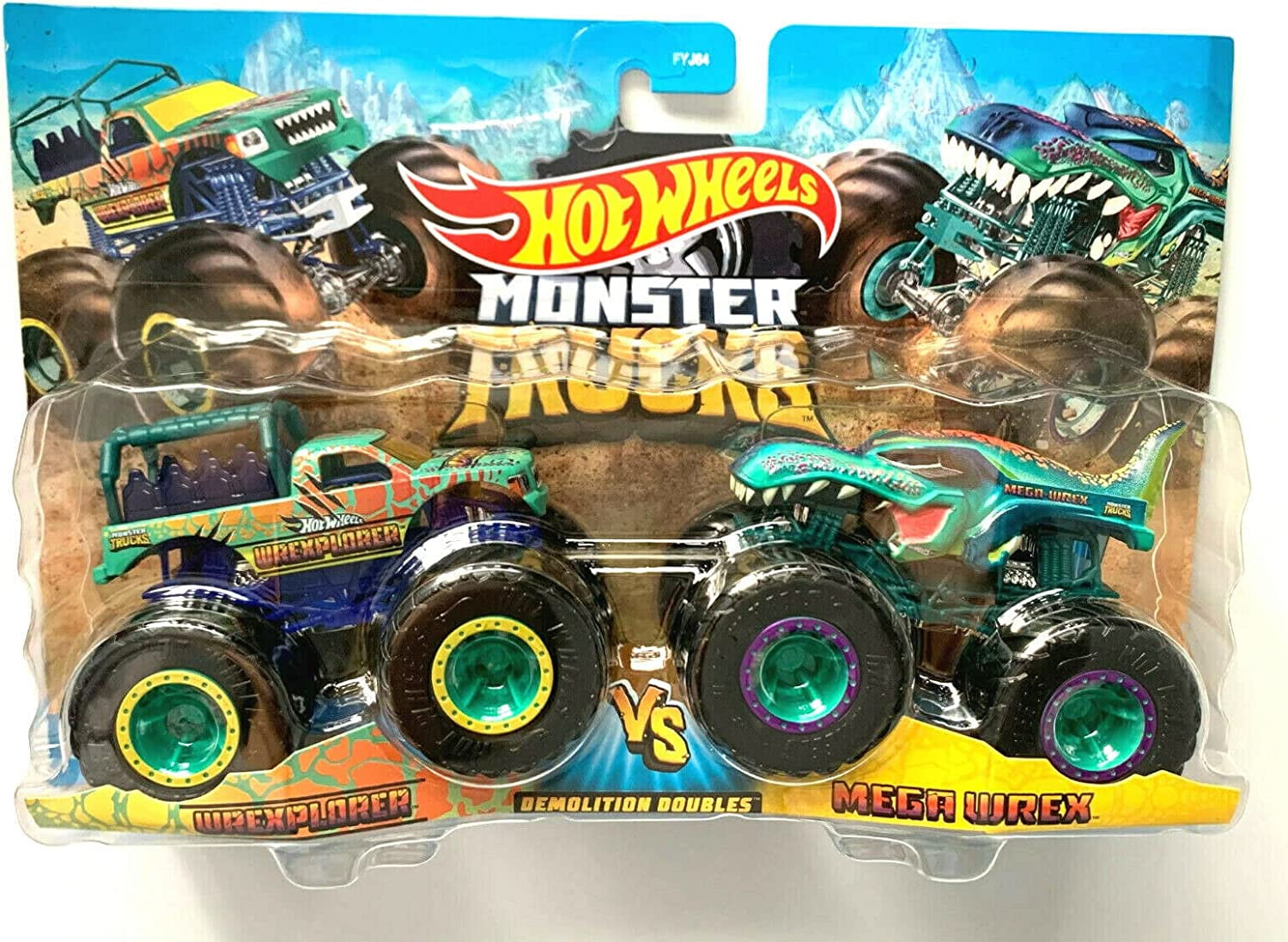 DieCast Hot Wheels Monster Trucks Wrexplorer vs Mega Wrex, Demolition ...