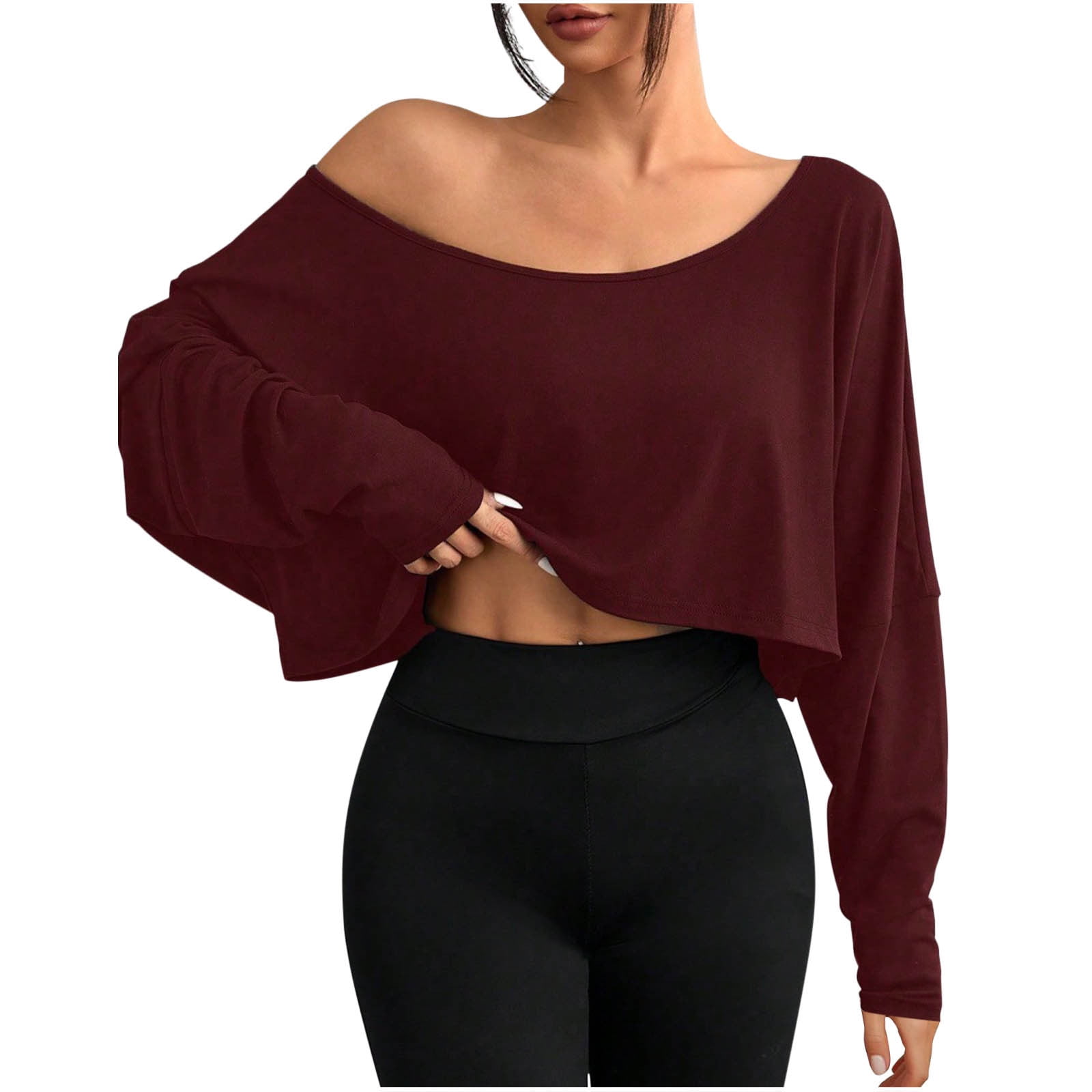 Click here for Chbgutlmr Crop Tops For Women Off Shoulder Long Sl... prices