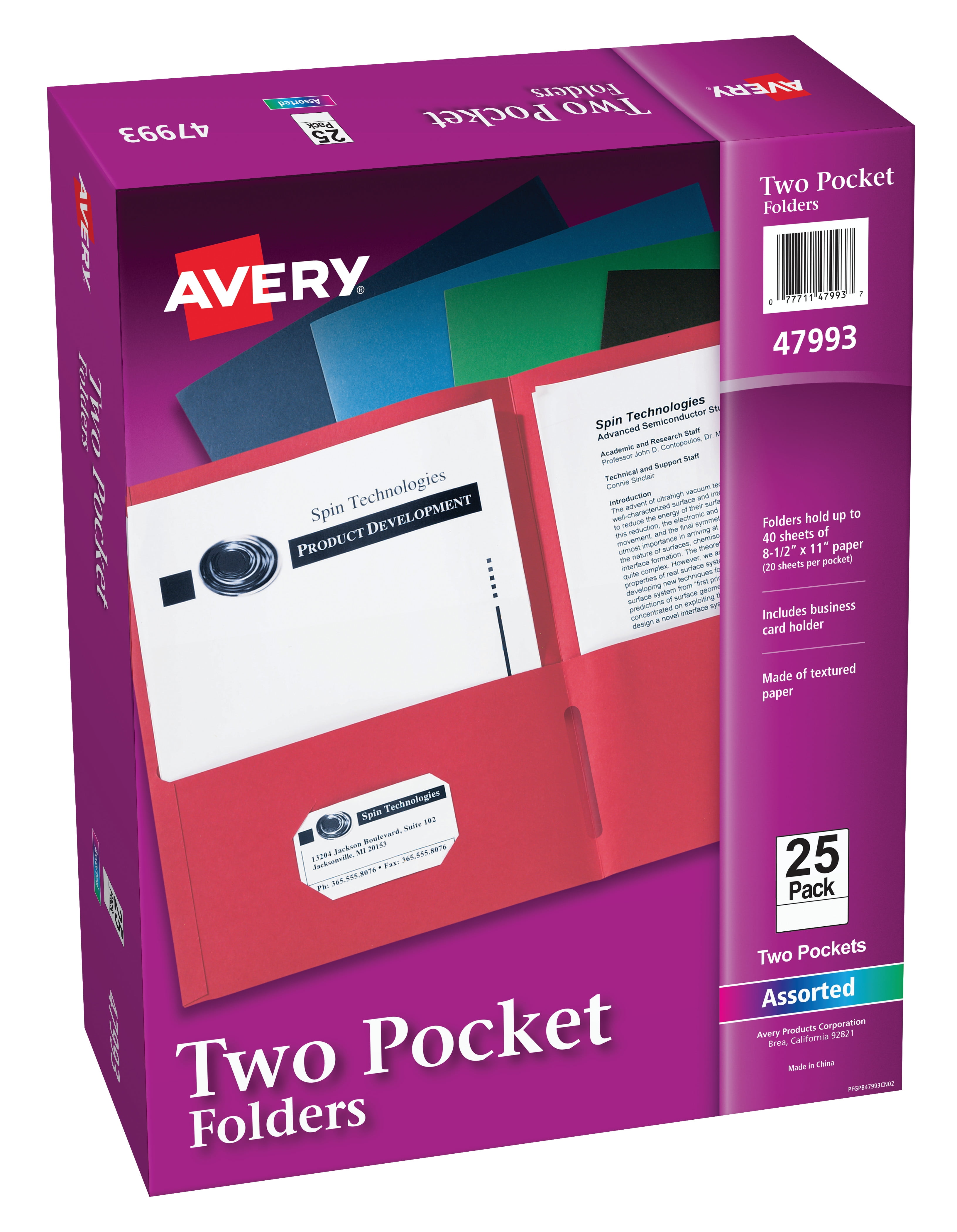 Two Pocket Folders, Holds up to 40 Sheets, 25 Assorted Folders ...