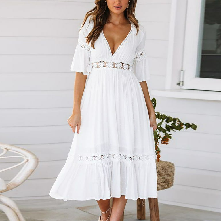 Simple White Beach Dresses
