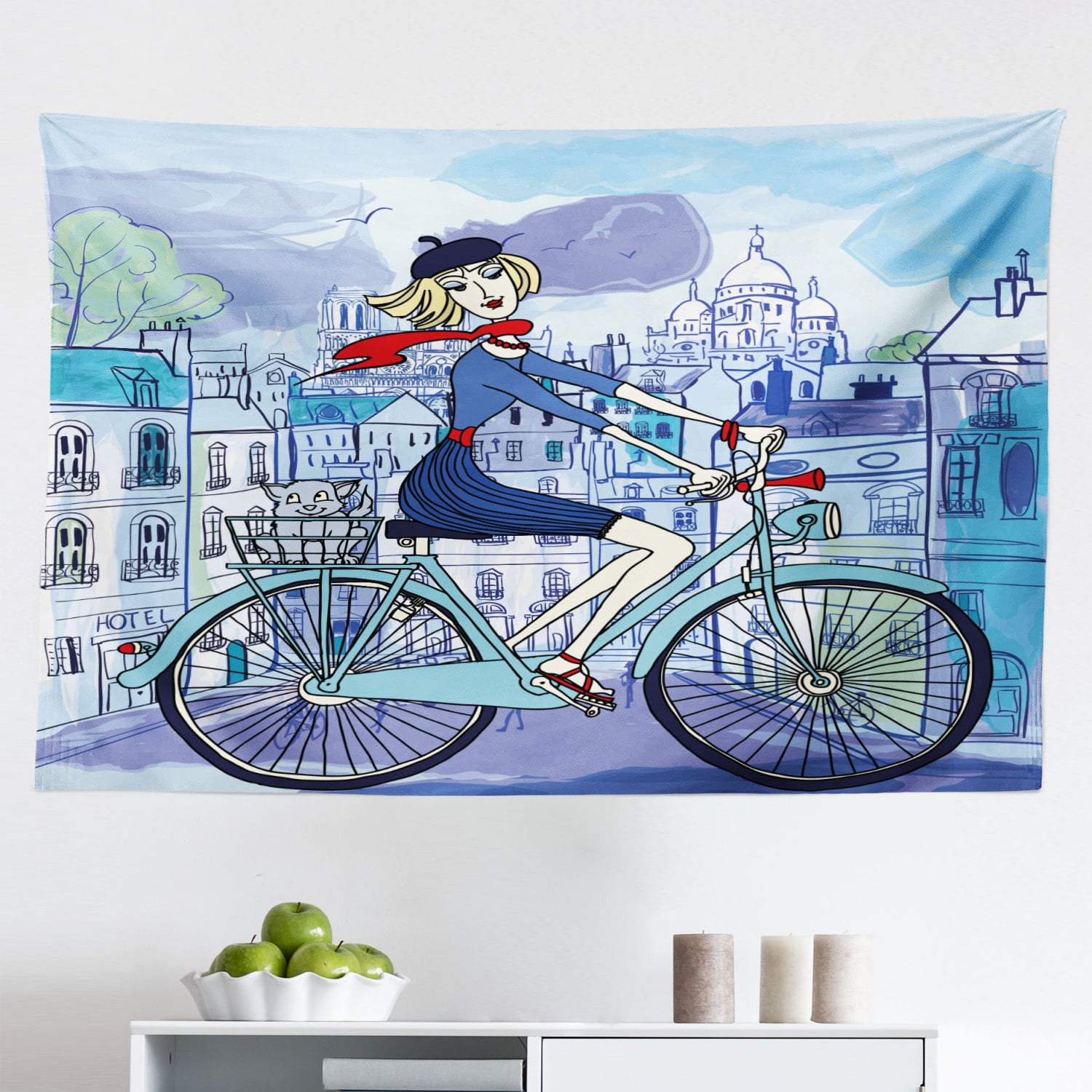 Vintage Tapestry, Retro Style Bike Grunge Background Classic Wheels ...