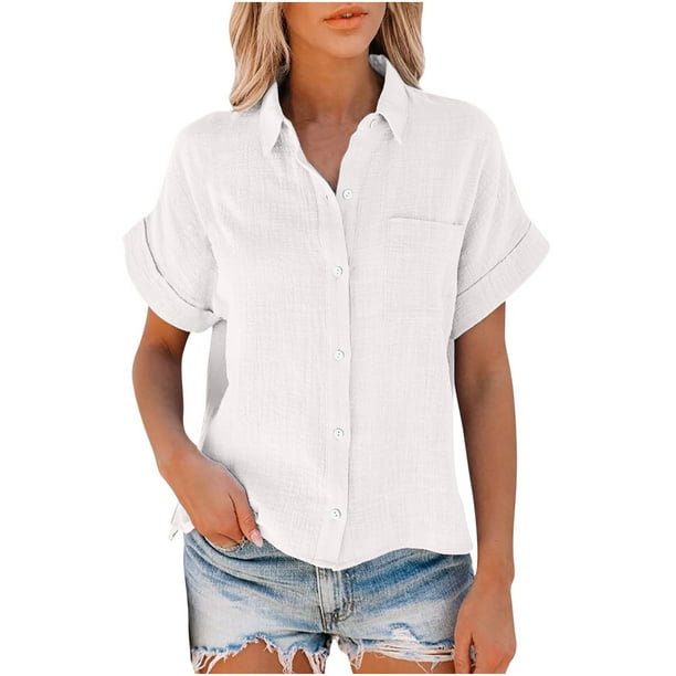 Ichuanyi Womens Cotton Button Down Shirt Casual Short Sleeve Loose Fit ... Ichuanyi Womens Cotton Button Down Shirt Casual Short Sleeve Loose Fit ...