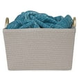 Rectangular Synthetic Weave Fabric Basket with Ear Handles - Gold ...
