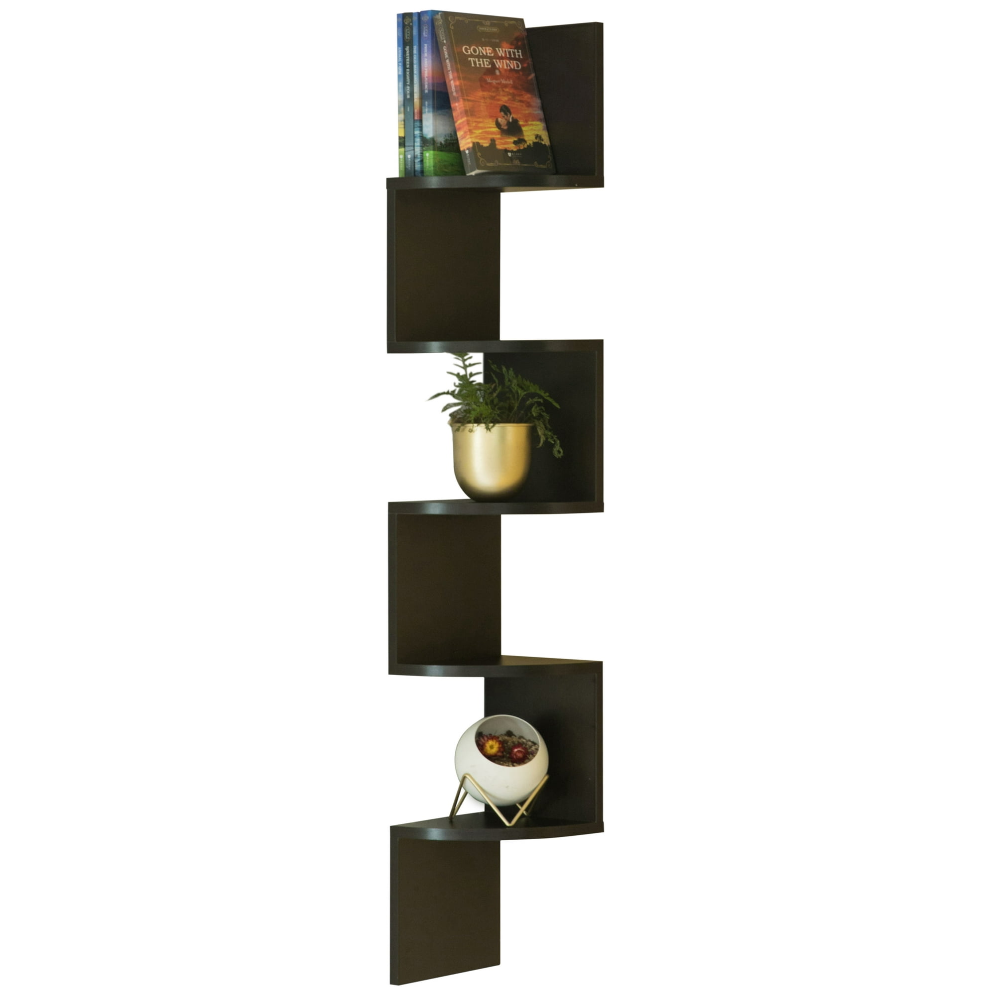 Click here for Basicwise 5 Tier Wall Mount Corner Shelf  Black 7.... prices