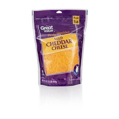 Great Value Finely Shredded Mild Cheddar Cheese, 16 oz - Walmart.com