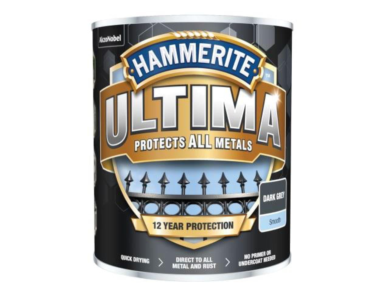 Hammerite - Ultima Metal Paint Smooth Dark Grey 750ml - Walmart.com
