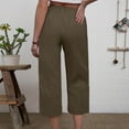 Posijego Cotton Linen Capris For Women Plus Size High Waist Crop Pants