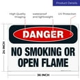 No Smoking Or Open Flame Sign, OSHA Danger Sign, 24x36 Corrugated ...