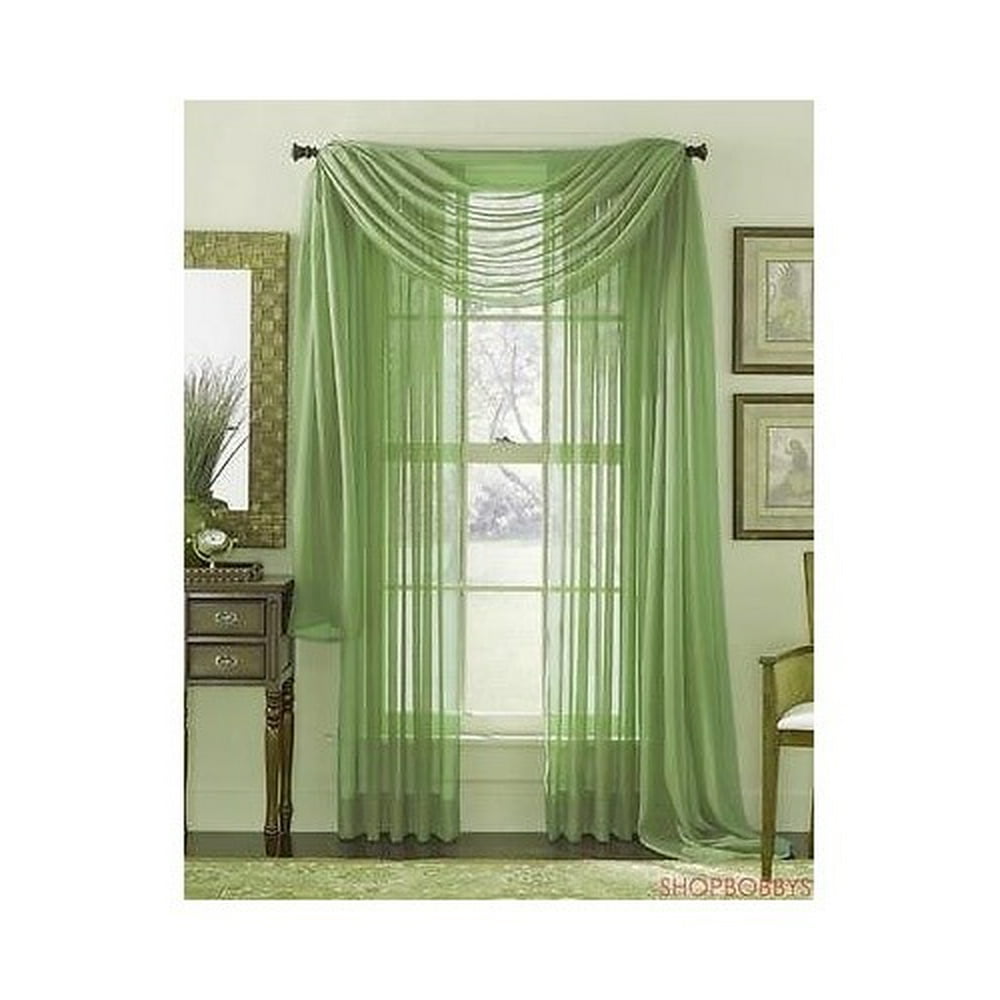 Linda Voile Sheer Solid Window Scarf, Light Sage, 55x216 - Walmart.com ...