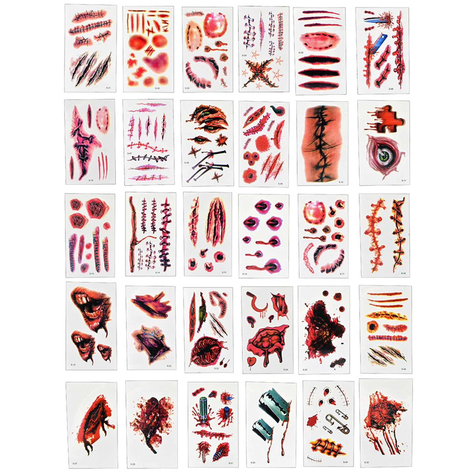 Maojin Halloween Decoration Halloween Horror Trauma Scar Face Temporary ...