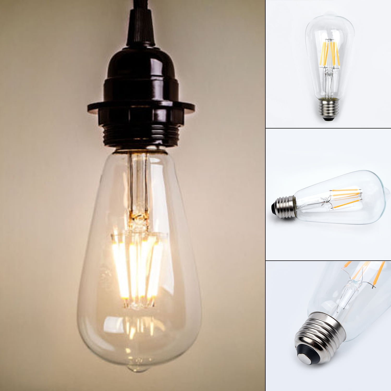Sufanic 2W-8W Edison ST64 E27 Vintage Retro Screw LED Filament Light ...