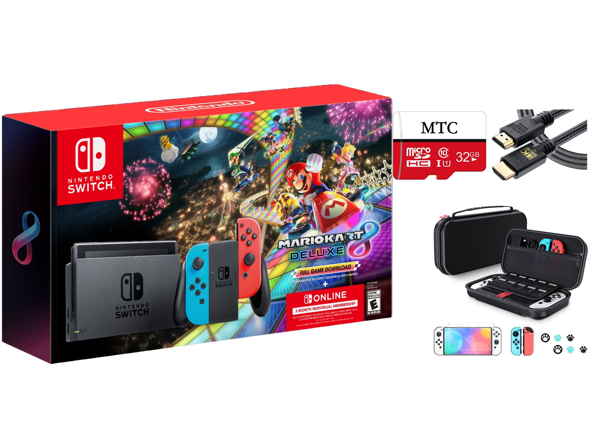 Buy Nintendo Switch Mario Kart 8 Deluxe Neon Red & Neon Blue Joy-Con Console (32GB Built-In ...