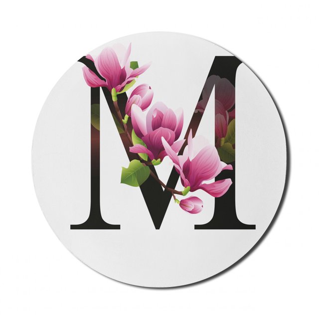 Letter M Mouse Pad for Computers, Magnolia Florets Dignity and Nobility ...