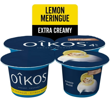 Oikos Extra Creamy Yogurt, Lemon Meringue, Blended, 4% M.F., 4 x 95 g ...