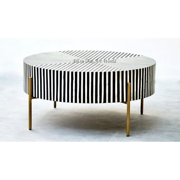 Optical Bone Inlay Coffee Table Black Ready to Ship - Walmart.com