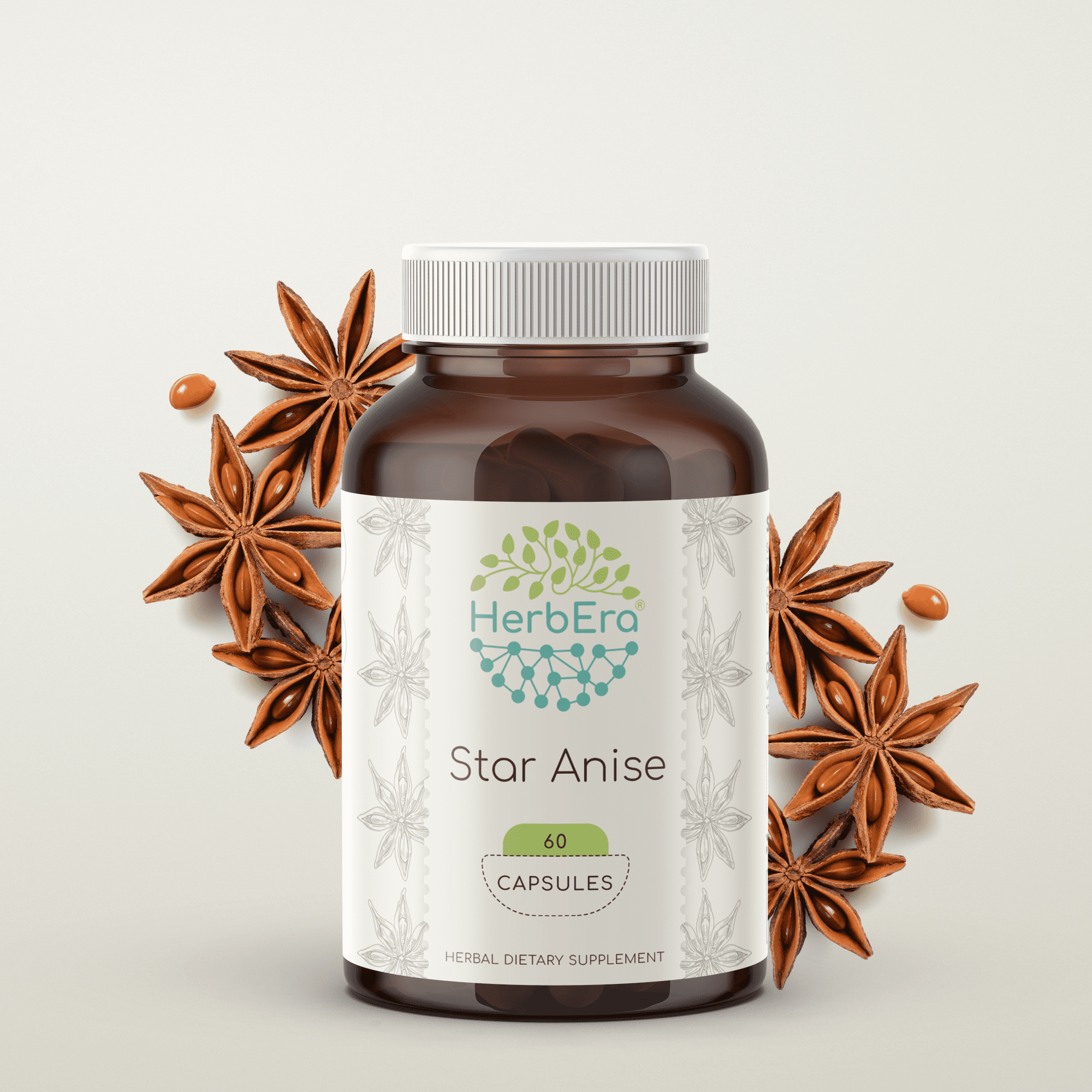 Star Anise 60 Capsules, 500 mg, Organic Star Anise (Illicium verum ...