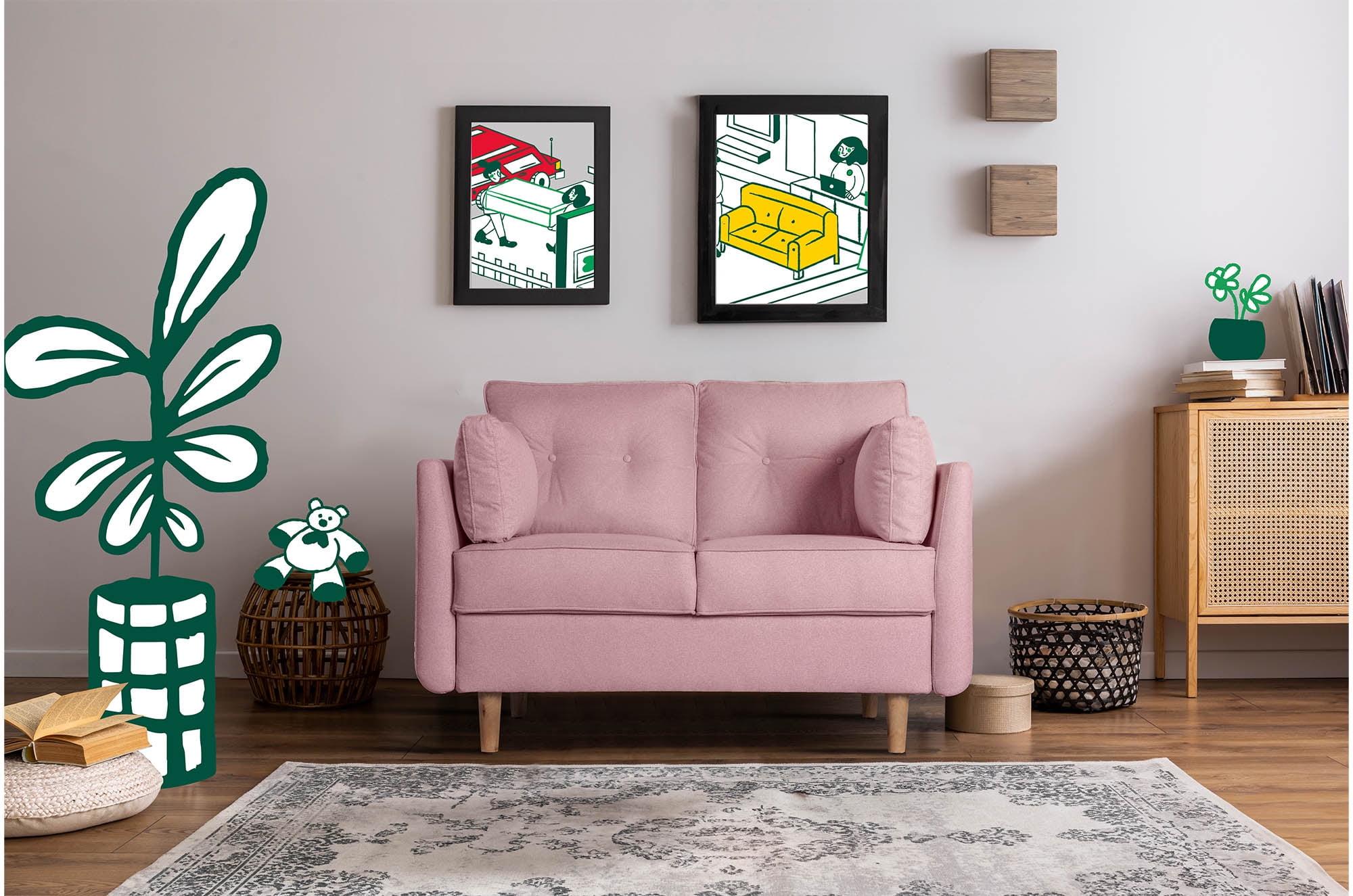 Sofá Love Seat 2 Plazas Makora Aria Lino Palo De Rosa | Bodega Aurrera en línea