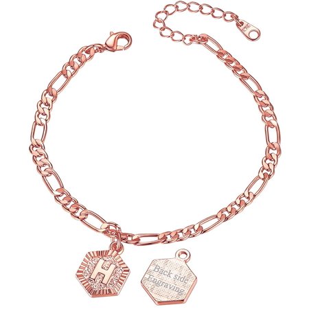 WEIS 4.5mm Figaro Gold Chain Anklets with Initial Ankle Bracelet for ...