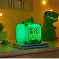 Your Zone LED Color Changing Green Dinosaur Alarm Clock Cube with ...