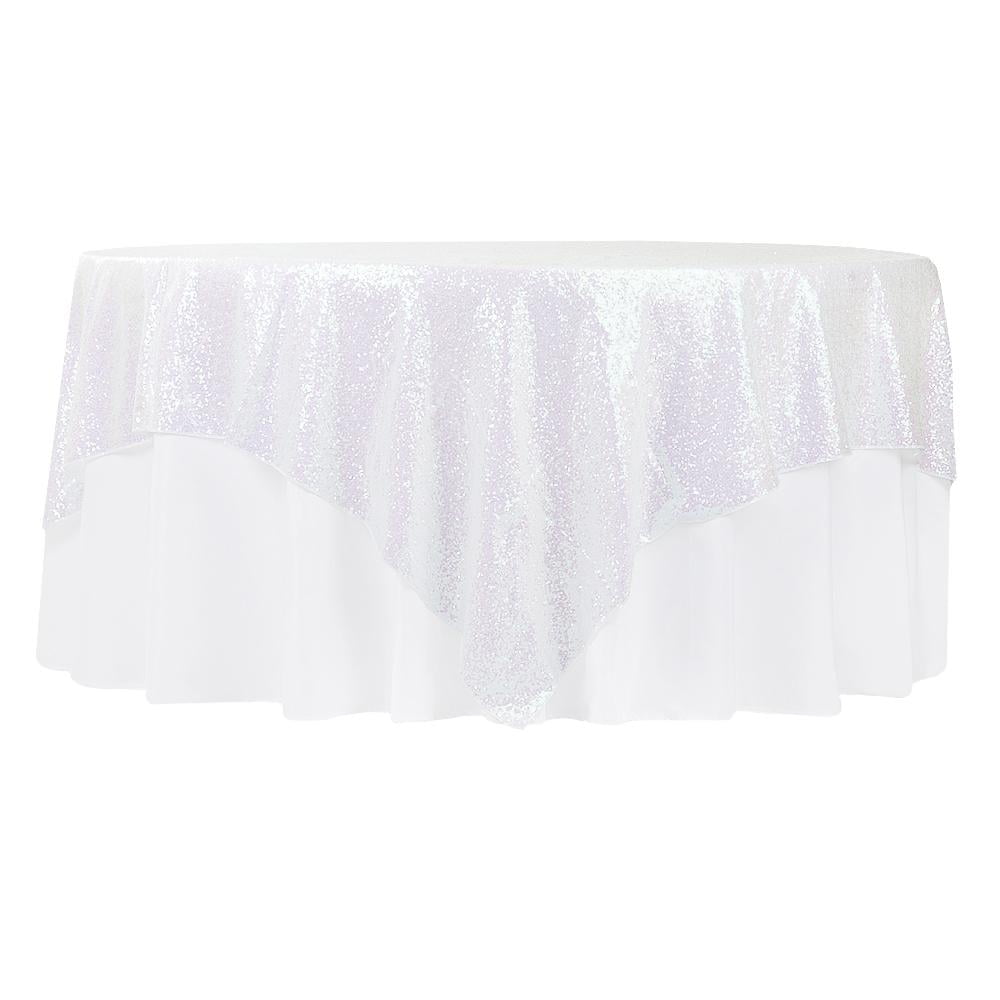 1 Pc, Glitz Sequin Table Overlay Topper 90"X90" Square - Iridescent ...