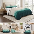 78x90in Quilt Bedding Set, Teal Green Water Ripple on Linen Lightweight ...