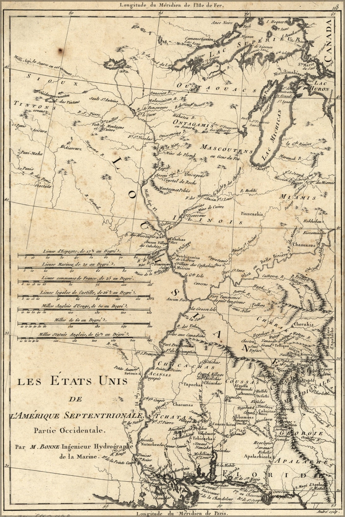 24"x36" Gallery Poster, map of western united states 1788 in french ...