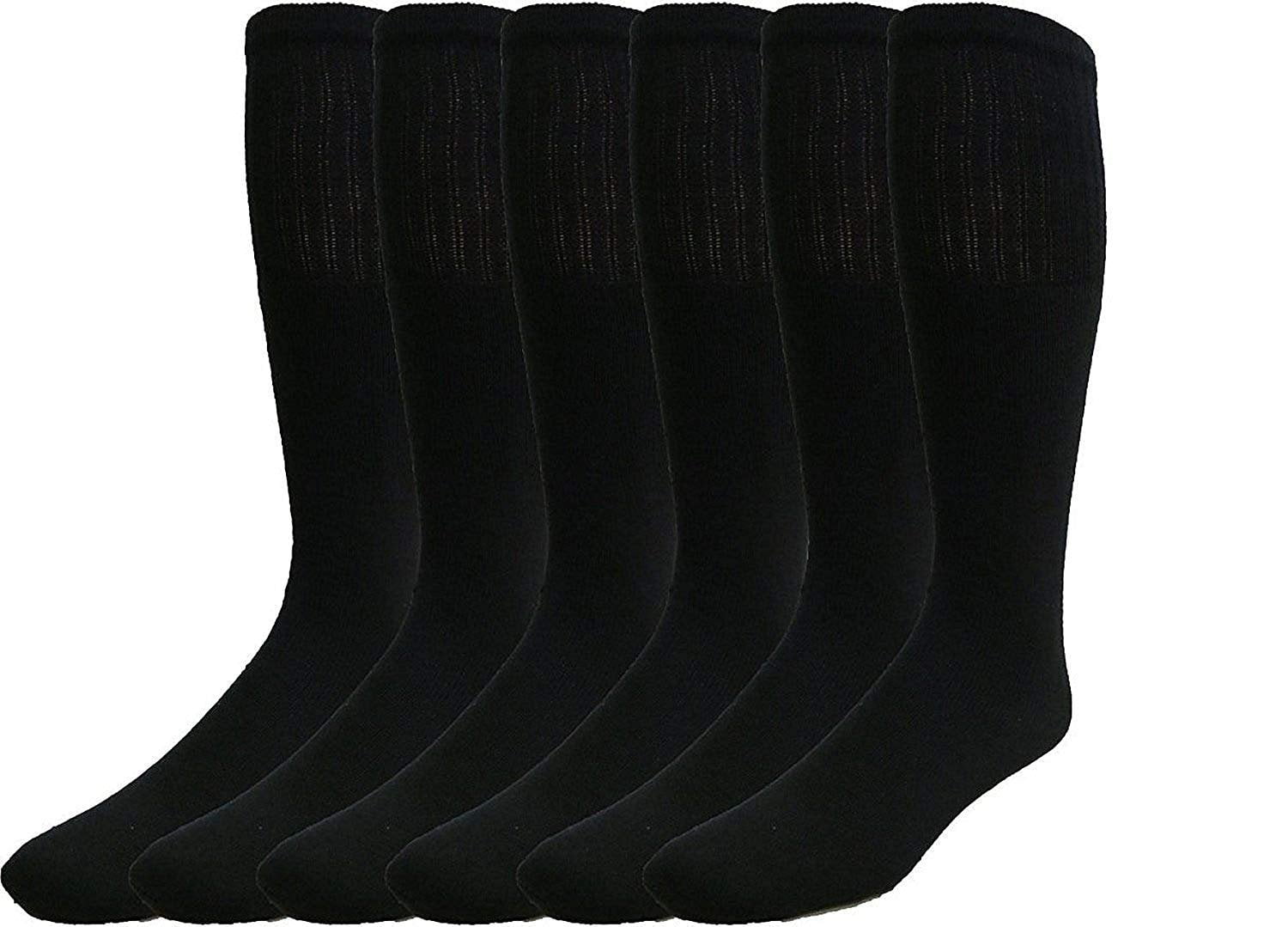 Yacht & Smith 6 Pair of Men's Long Tube Socks, Black, Sock Size 11-16 ...