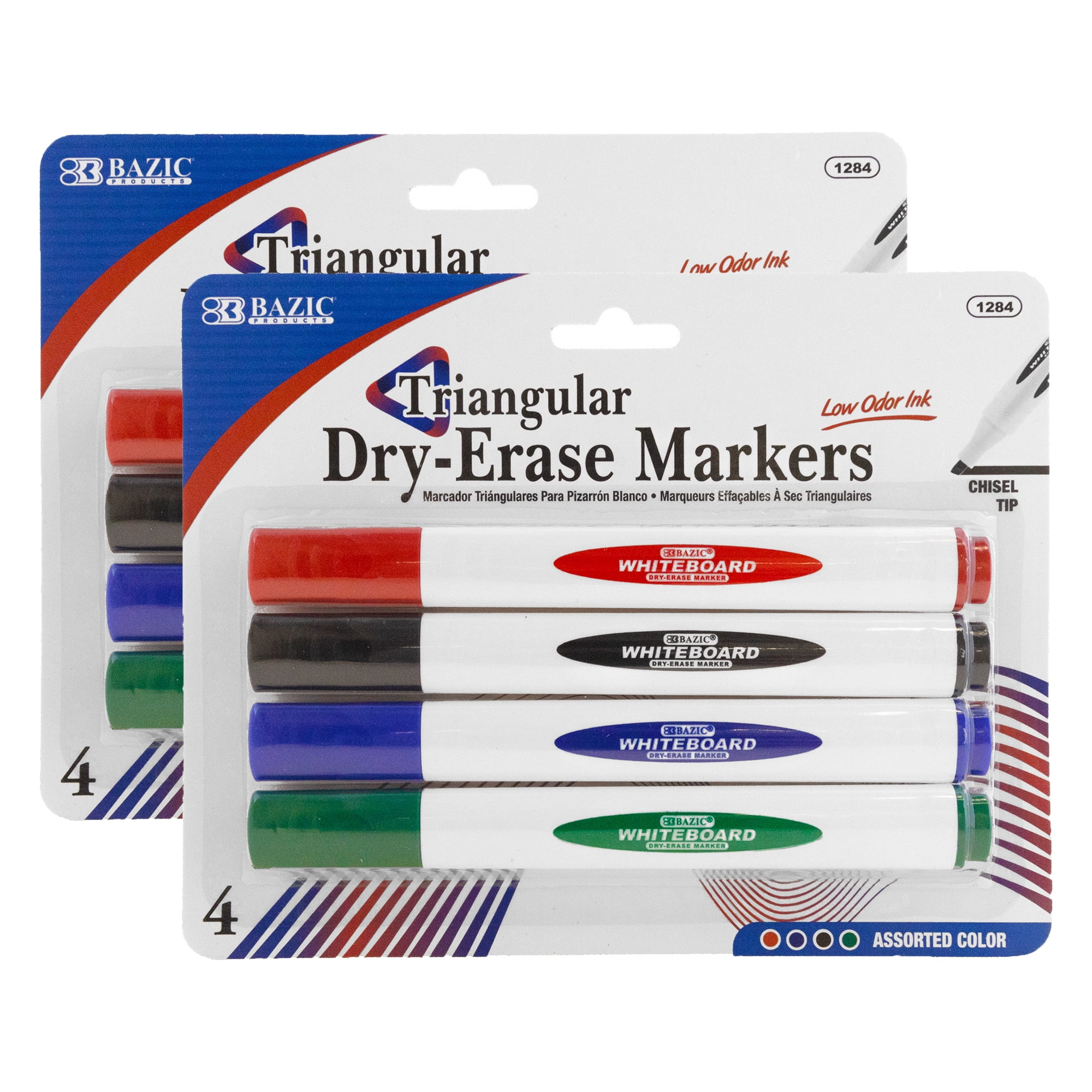 BAZIC Dry Erase Marker Assorted Color Chisel Tip, Whiteboard Pen ...