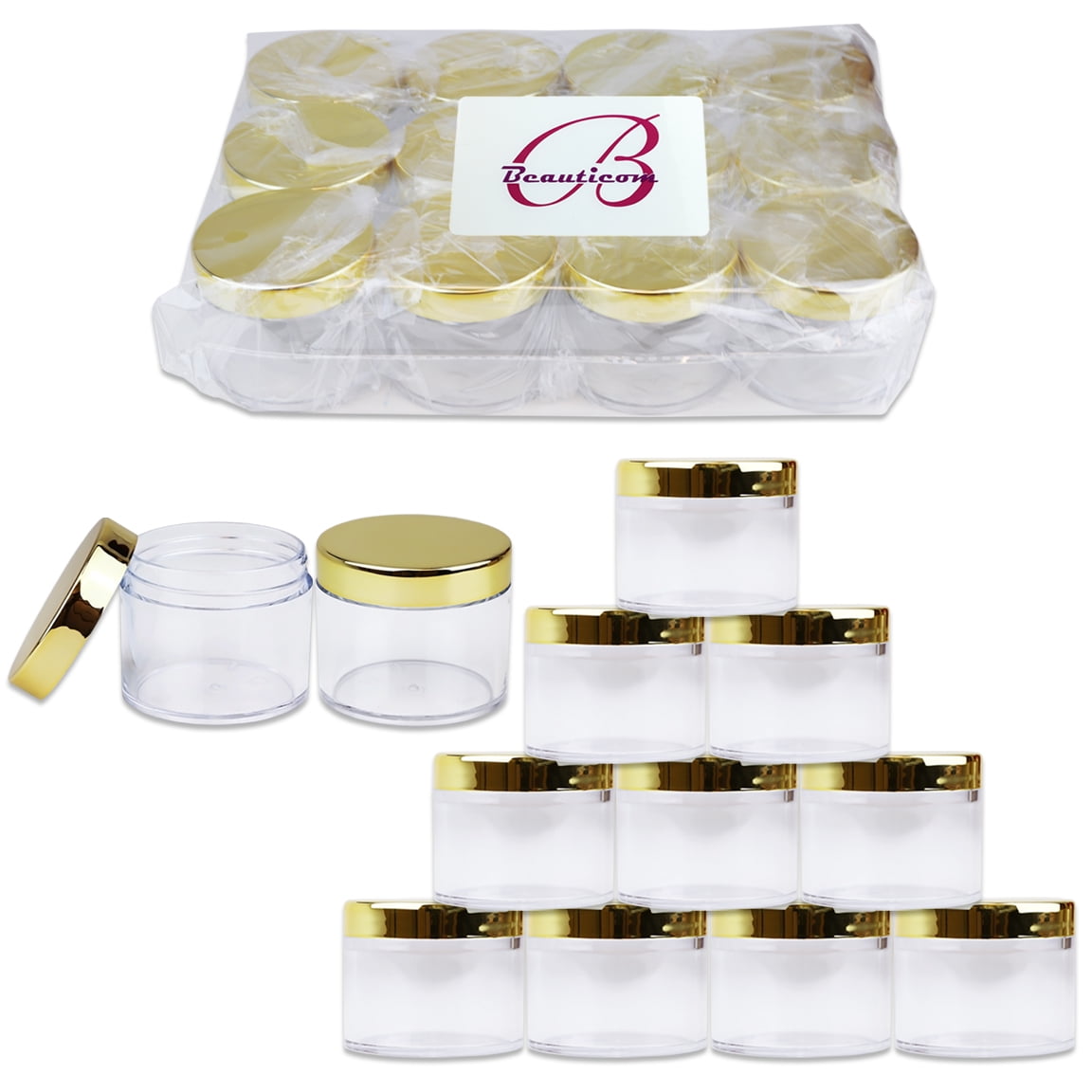 Beauticom 36 Jars High Quality 60 Gram/ML 2 Oz Thick Acrylic Sample ...