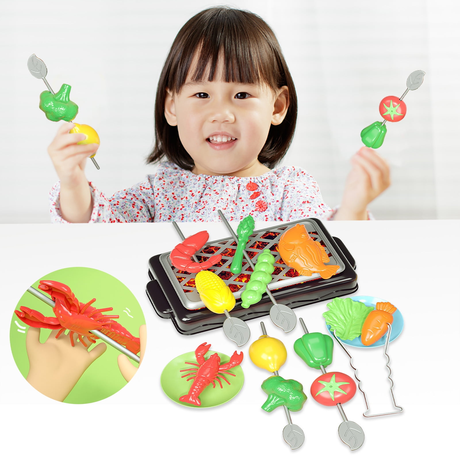 Children's Barbecue Toy Set Play House Baby Kitchen BBQ Mini Grill Rack ...