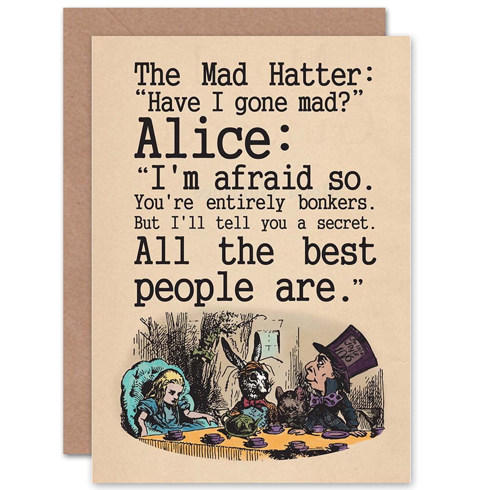 Alice in Wonderland Bonkers Mad Hatter Birthday Greetings Card Plus ...