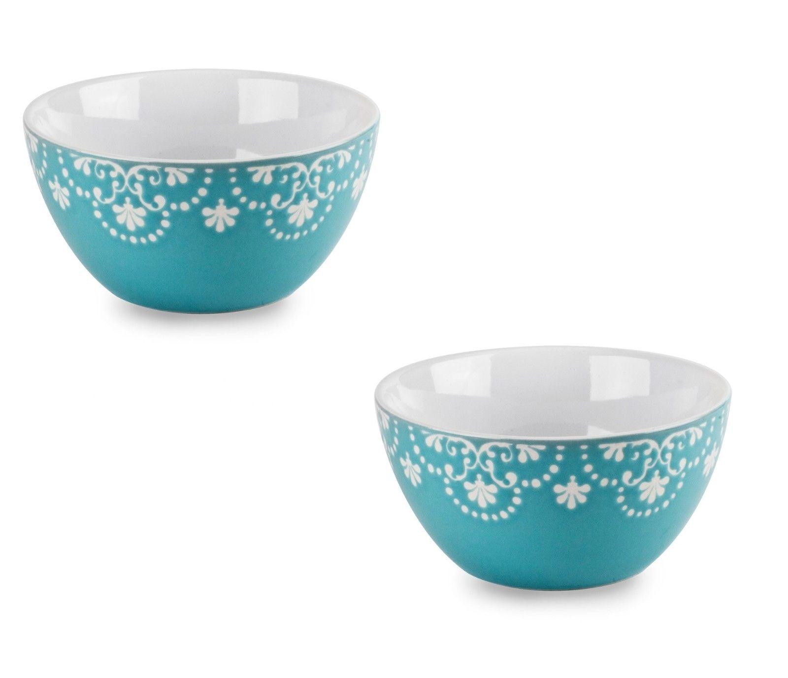 Imperial Home Elegant 5.5In Vintage Style Teal Ceramic Bowl Set 2 Pack ...