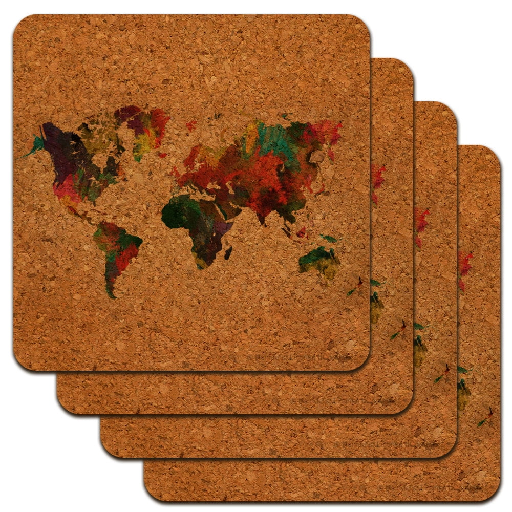 Colorful Rainbow Map of the World Earth Globe Low Profile Novelty Cork ...