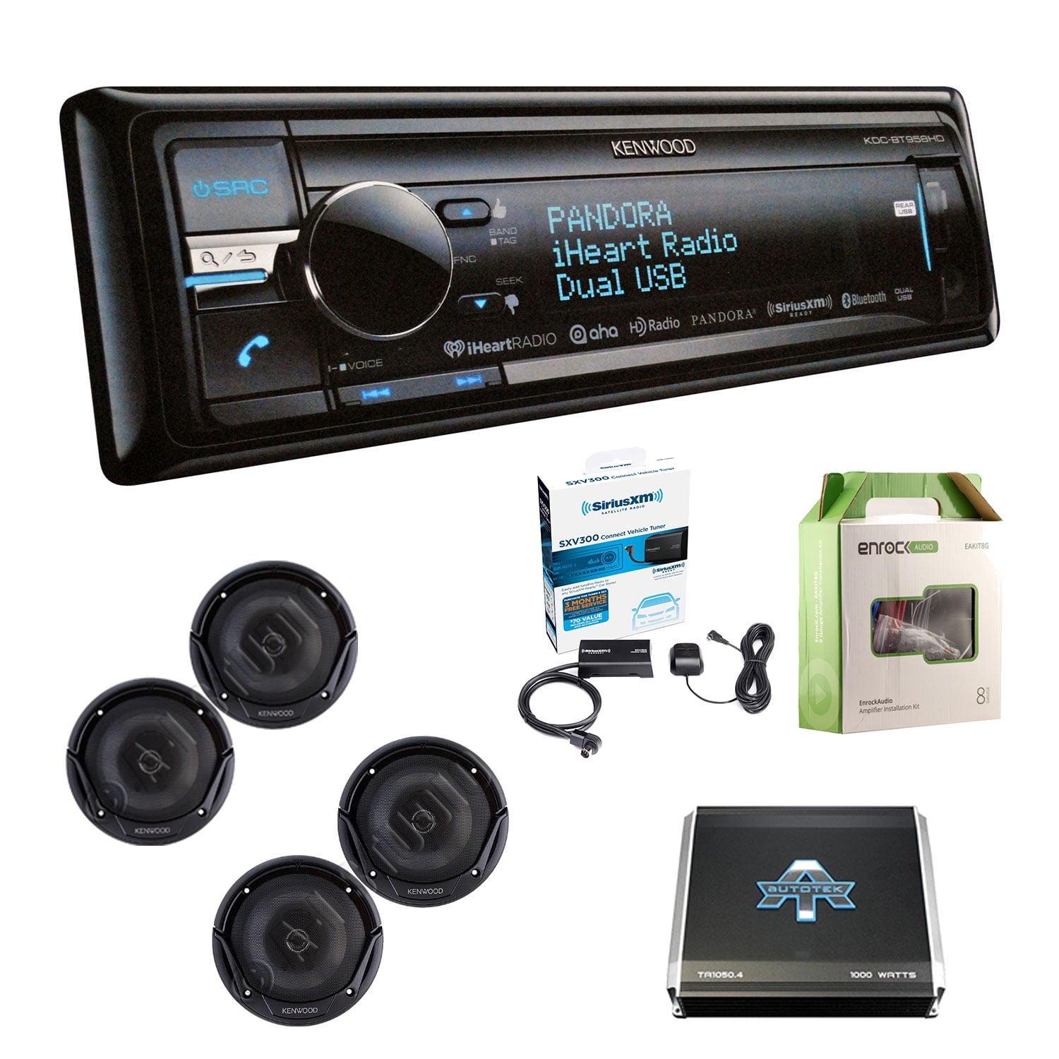 Kenwood KDCBT958HD CD Player BT HD Radio USB w/ Kenwood KFC1665S 2-Way ...
